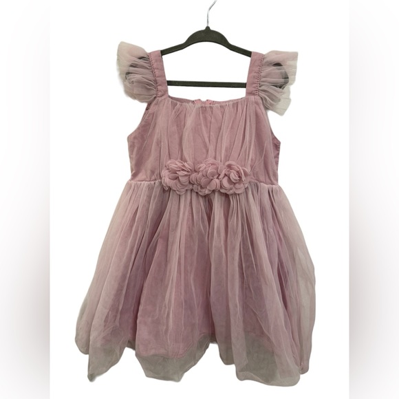 Popatu | Dresses | Popatu Tulle Flutter Sleeve Dress 4t In Dusty Pink ...